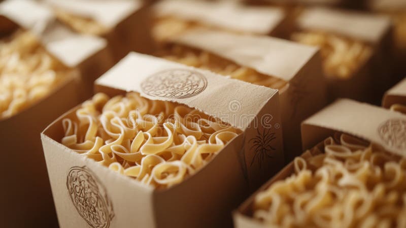 Creative Display of Fresh Pasta in Eco-friendly Packaging at a Culinary ...