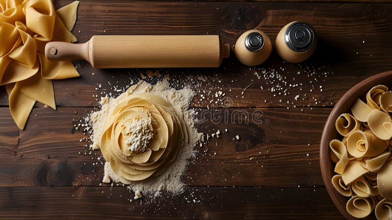 Fresh Pasta Dough Rolled Out on Floured Surface Stock Illustration ...