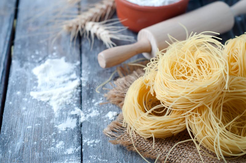 Fresh pasta and ingredient stock photo. Image of macaroni - 71877176