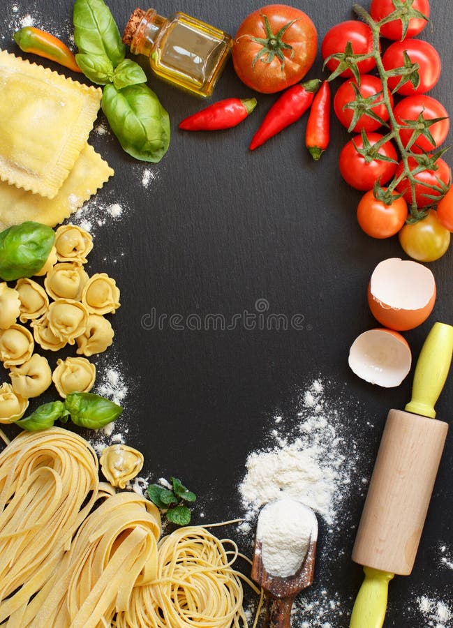 Fresh Pasta and Ingredients Stock Image - Image of homemade, flour ...