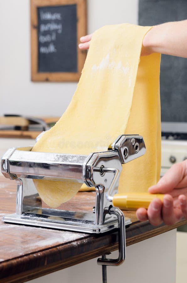 Fresh pasta making process stock photo. Image of flour - 58023970