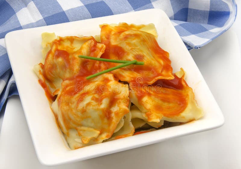 Fresh pasta ravioli stock photo. Image of sauce, filled - 259167476