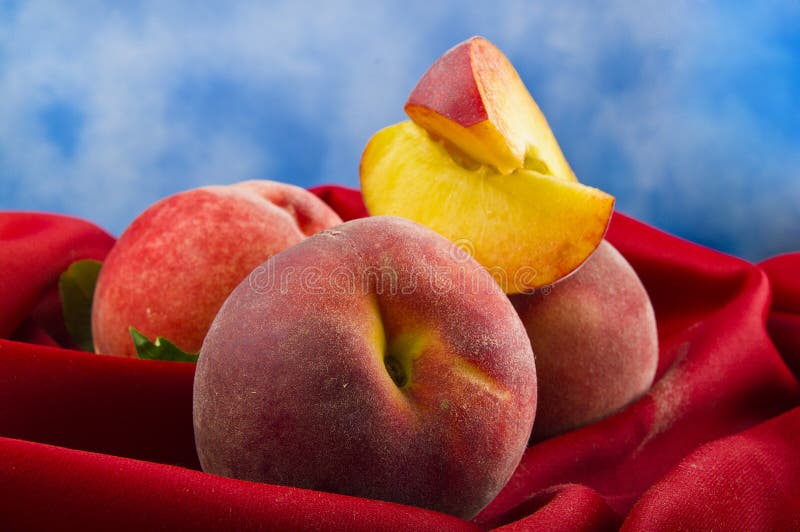 Fresh Peach Fruits with Cut Stock Photo - Image of food, orange: 20090038