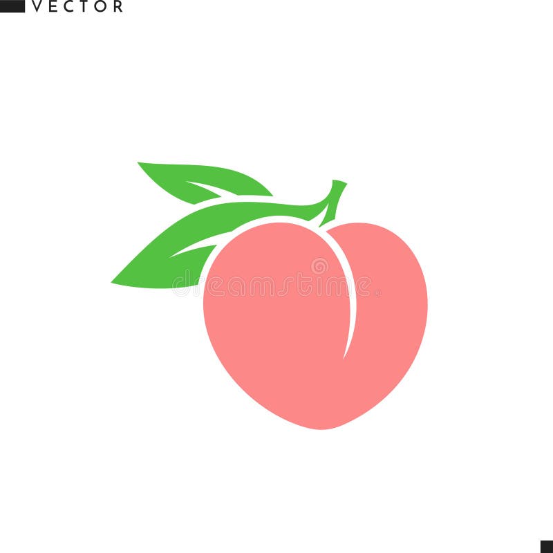 Fresh Peach Silhouette. Isolated Peach with Leaves Vector Stock Vector ...