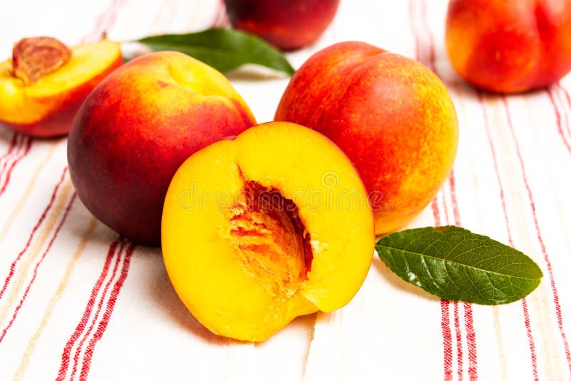 Fresh Peach on a Table Top View Stock Photo - Image of organic ...