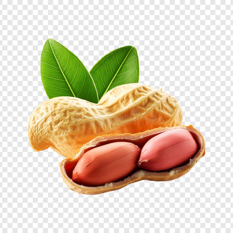 Fresh Peanut with Leaf on Transparent Background Stock Image ...