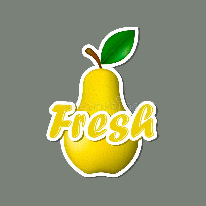 Fresh Pear Advertising Sticker. Vector Isolated Illustration Stock ...