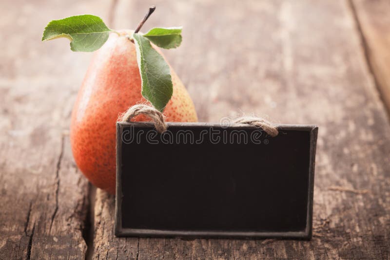 Fresh Pear with a Blank Slate Stock Image - Image of antique, pear ...