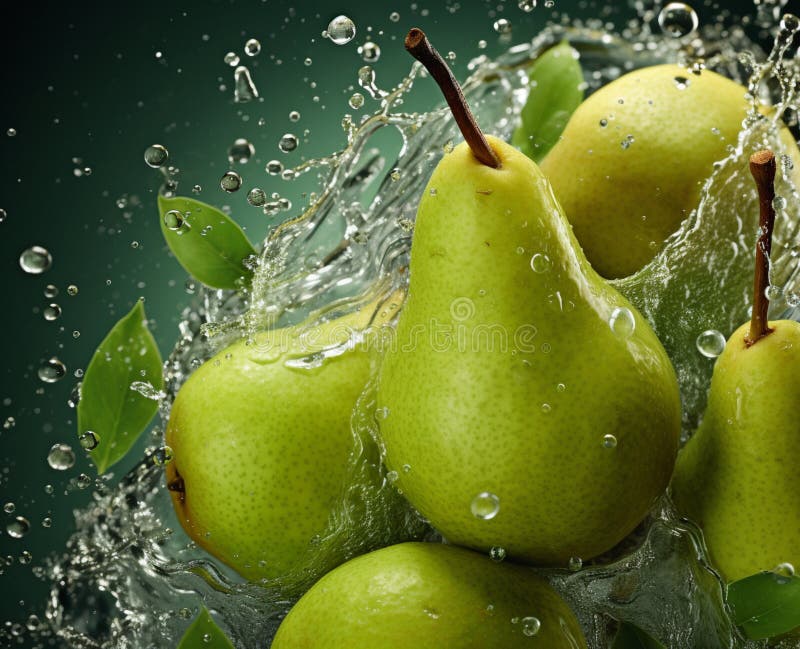 Fresh Pear with Drops of Water Stock Illustration - Illustration of ...