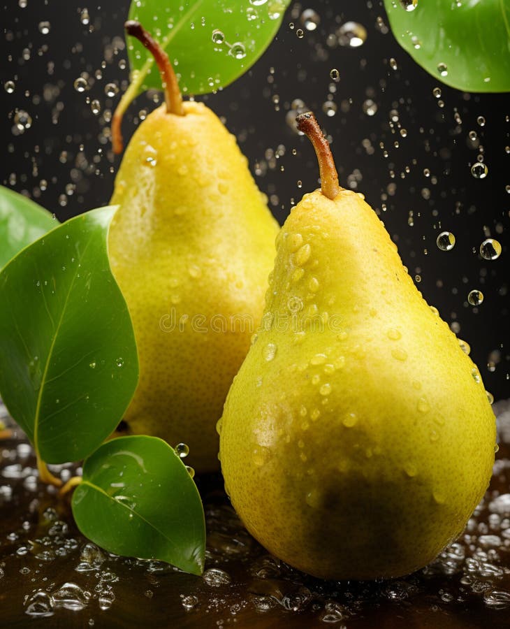 Fresh Pear with Drops of Water Stock Illustration - Illustration of ...