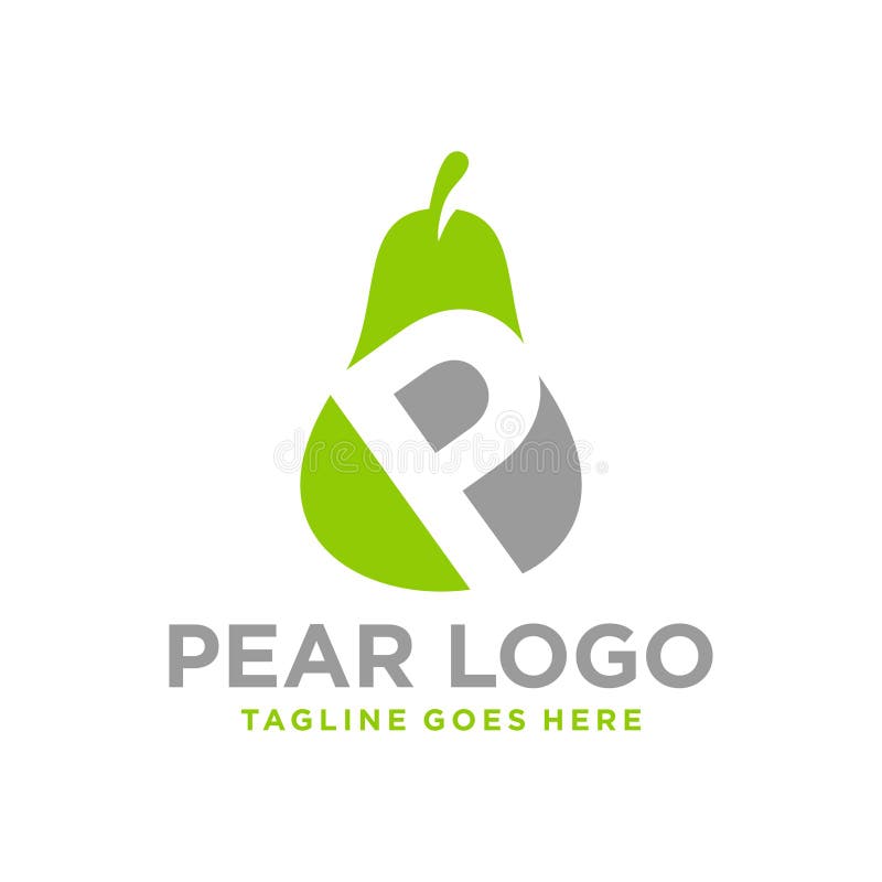Fresh Pear Illustration Logo with Letter P Stock Vector - Illustration ...