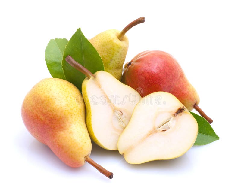 Fresh Pears with Red and Yellow Skin Stock Photo - Image of market ...