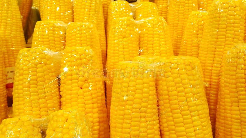 Fresh Peeled Corn in Plastic Wrap Stock Image - Image of flower, fruit ...