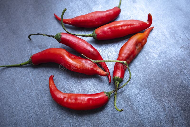 Fresh Pepper on Gray Background, View from Above, Free Area for Edits ...