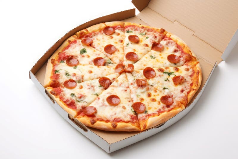Fresh Pepperoni Pizza in a Cardboard Box Stock Image - Image of circle ...