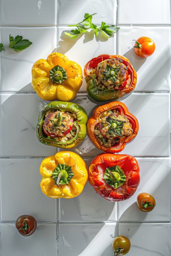 Fresh Peppers Displayed on a Kitchen Counter, Suitable for Food and ...