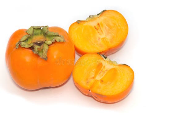 Fresh Persimmon Fruit Slice Isolate Stock Image - Image of autumn ...