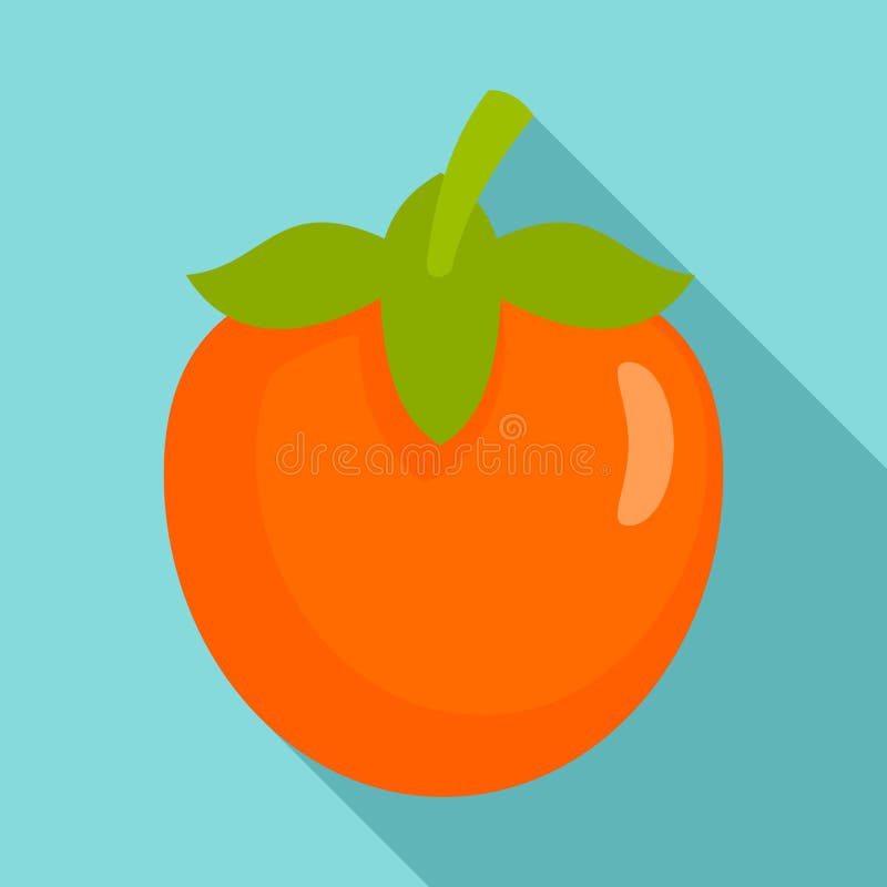 Fresh Persimmon Icon, Flat Style Stock Vector - Illustration of ...