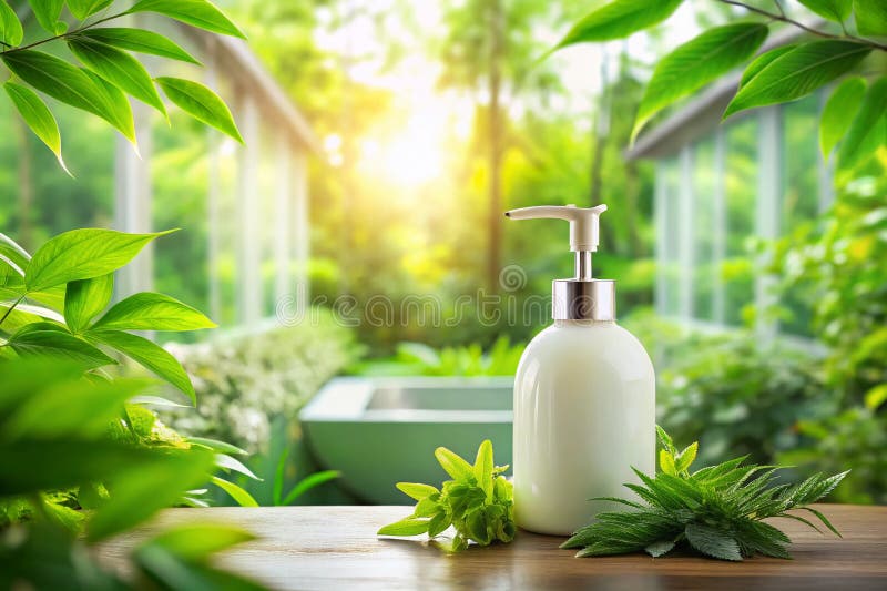 A Fresh Perspective Double Exposure Shower Gel Bottle with Lush Foliage ...