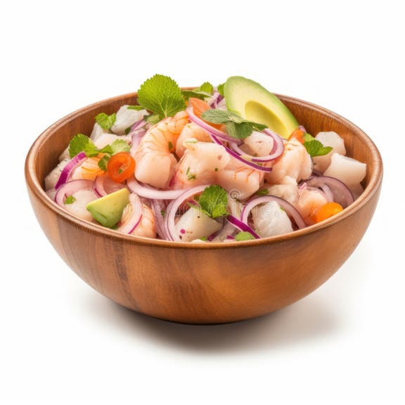 Fresh Peruvian Ceviche in a Bowl on White Background . Stock ...