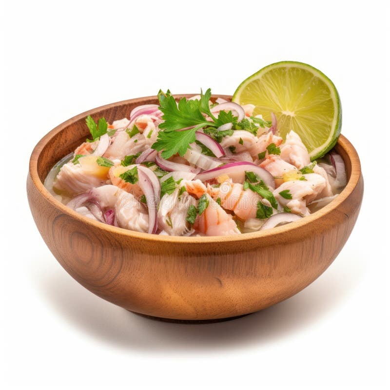Fresh Peruvian Ceviche in a Bowl on White Background . Stock ...
