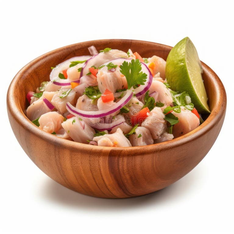 Fresh Peruvian Ceviche in a Bowl on White Background . Stock ...
