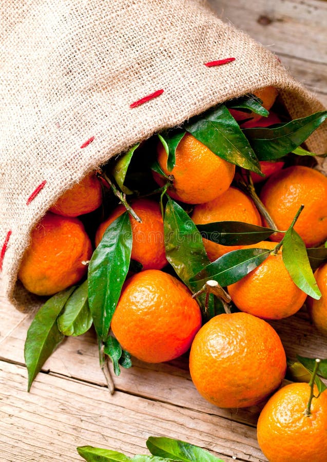 Fresh Picked Mandarins on Wooden Background Closeup . Stock Image ...