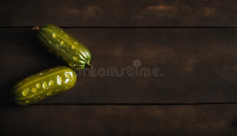 Fresh Pickles on a Rustic Wooden Table Top View, Copy Space Stock ...