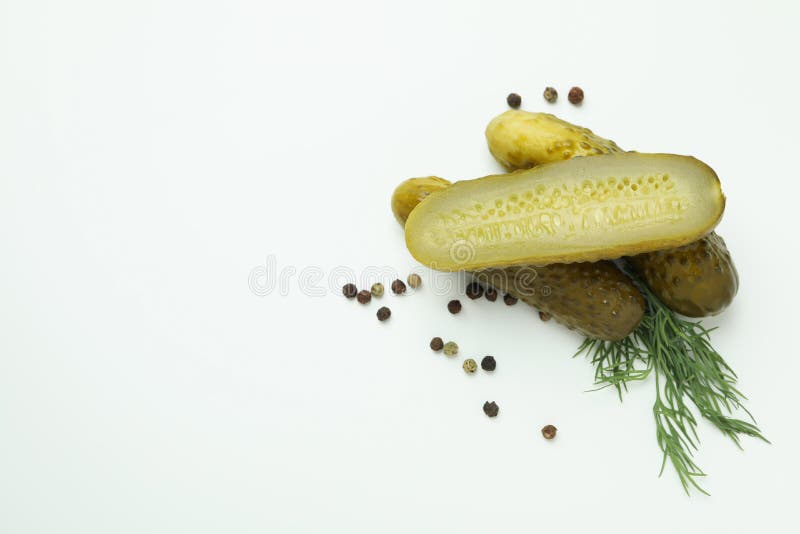 Fresh Pickles and Spices on White Background Stock Image - Image of ...
