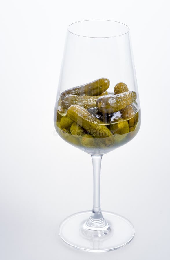 Fresh Pickles in a Wine Glass Stock Photo - Image of green, food: 36650698