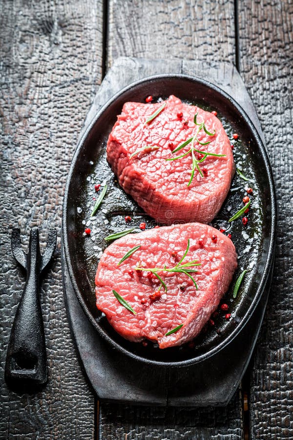 Fresh Piece of Red Meat with Rosemary for Grilling Stock Photo - Image ...