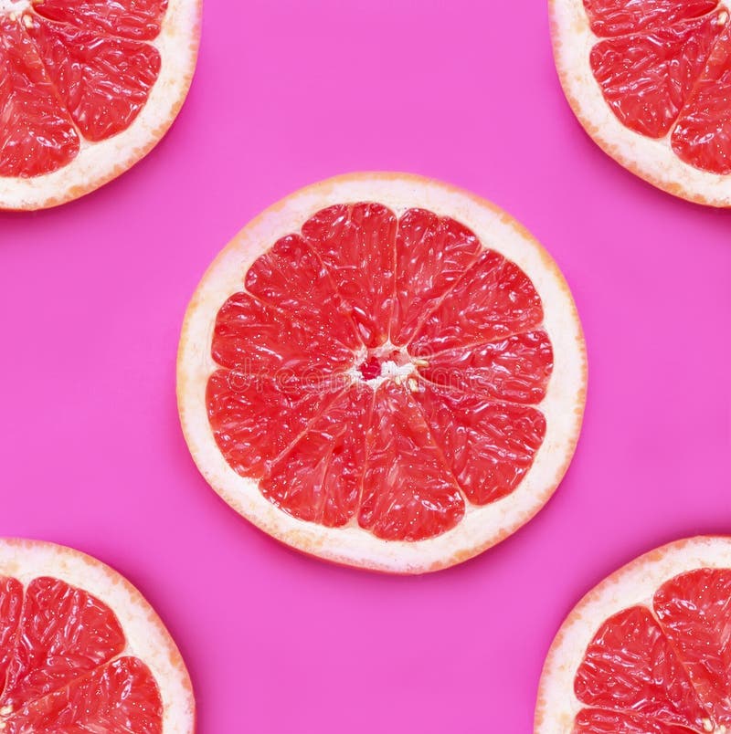 Fresh Pieces of Grapefruit on a Pink Background. Stock Photo - Image of ...