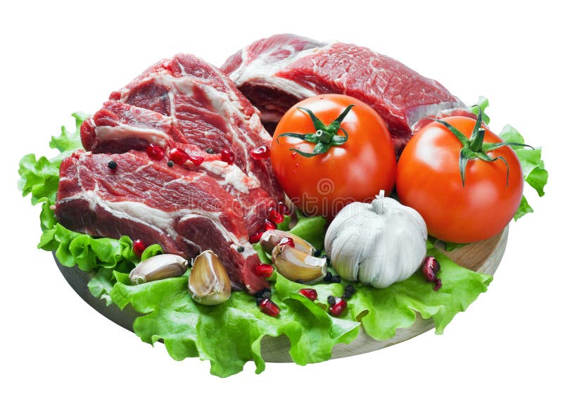 Fresh Pieces of Steak and Vegetables Stock Photo - Image of grilled ...