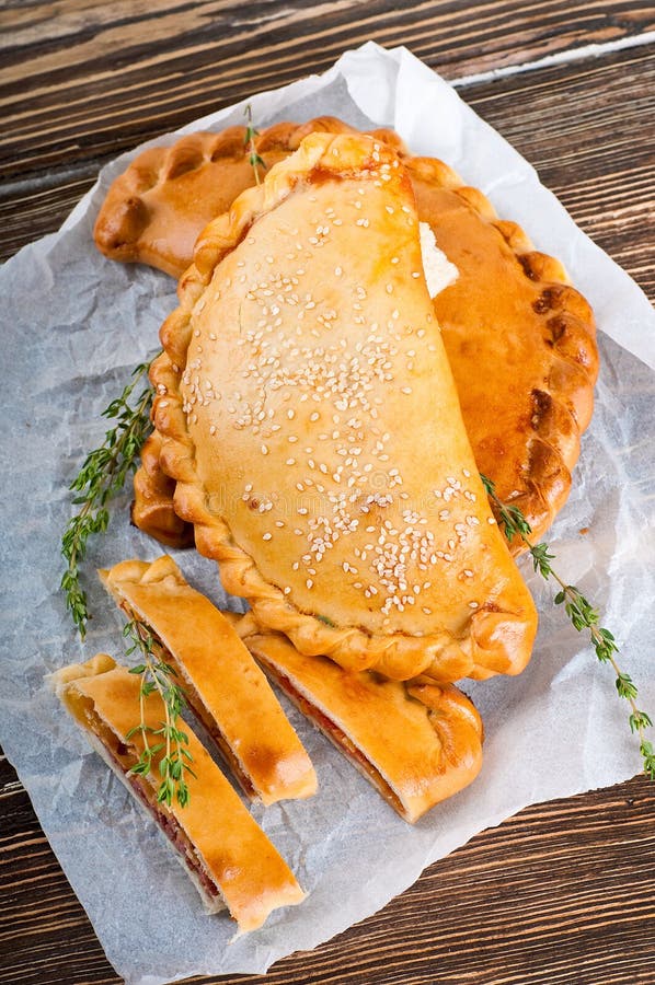 Fresh Pies with Meat and Cheese Stock Photo - Image of stuffed, lunch ...