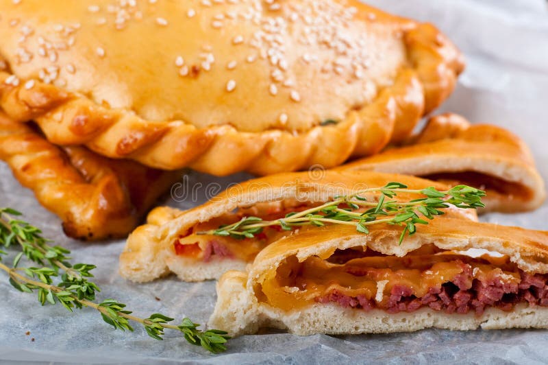 Fresh Pies with Meat and Cheese Stock Photo - Image of fresh, nutrition ...