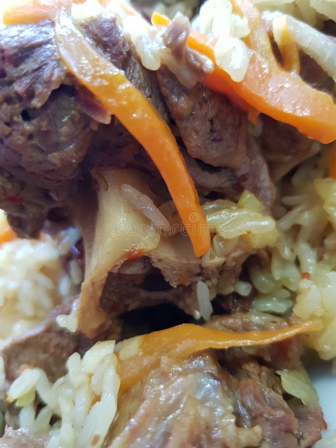 Fresh pilaf with meat stock image. Image of rice, fresh - 139643783