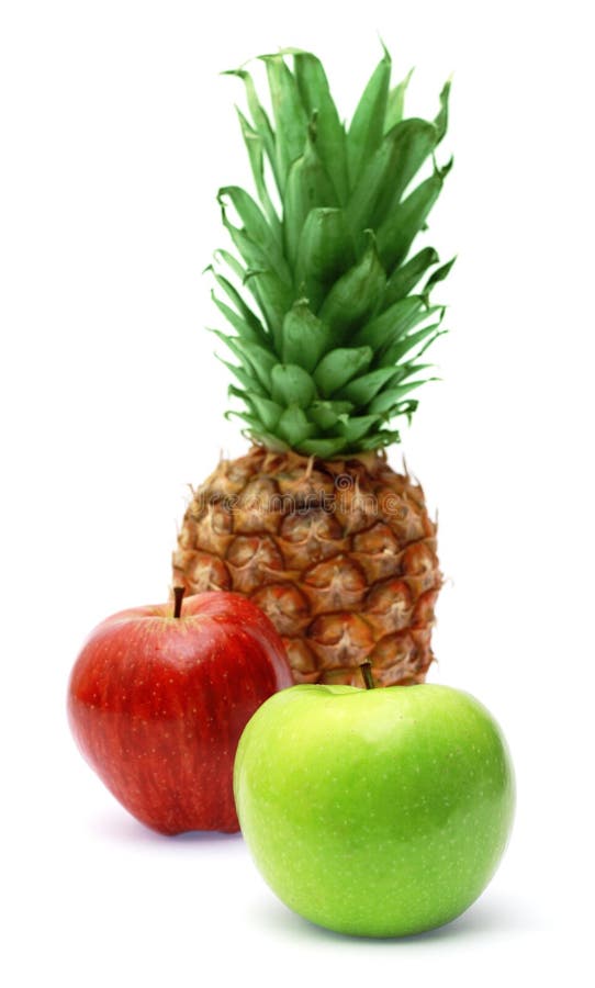 Isolated Pineapple and Apple Stock Photo - Image of background, leaves: 11043328