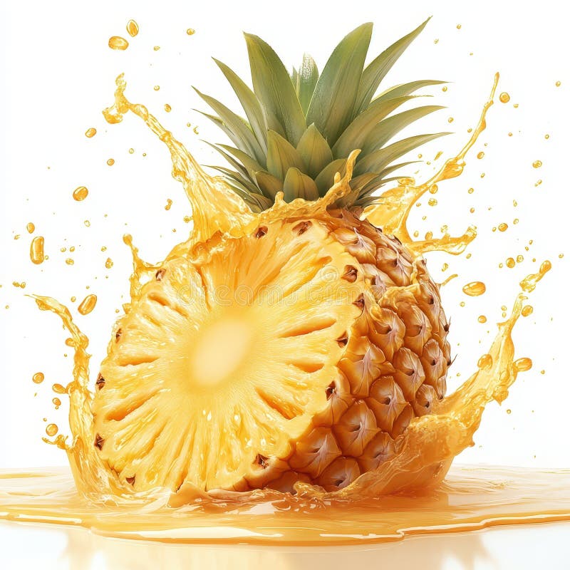 Fresh Pineapple Juice Splash Tropical Fruit Drink Isolated on White ...