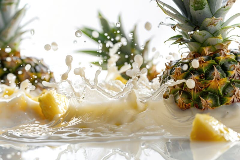 Fresh Pineapple with Juicy Splatter Stock Image - Image of snack, fruit ...