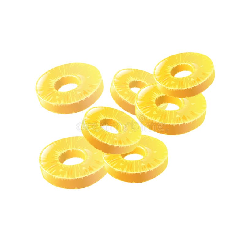 Vector Illustration Of Ripe Juicy Pineapple Slices Isolated On White ...