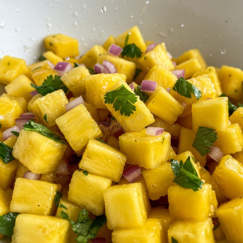 Fresh Pineapple Salsa with Red Onion and Cilantro Stock Illustration ...