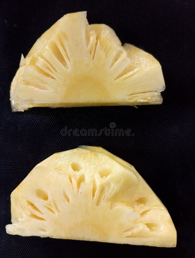 A Fresh Pineapple Slices on Black Background Stock Image - Image of ...