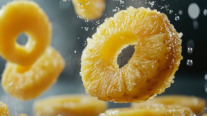 Fresh Pineapple Slices Falling on White Background - Vibrant Fruit ...