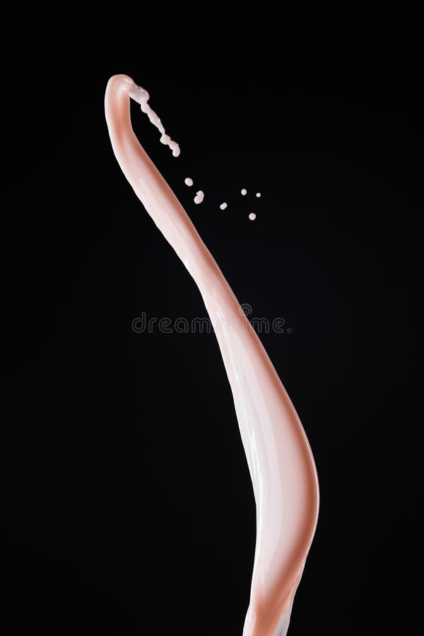 Fresh Pink Milk Splash with Drops Stock Photo - Image of freshness ...