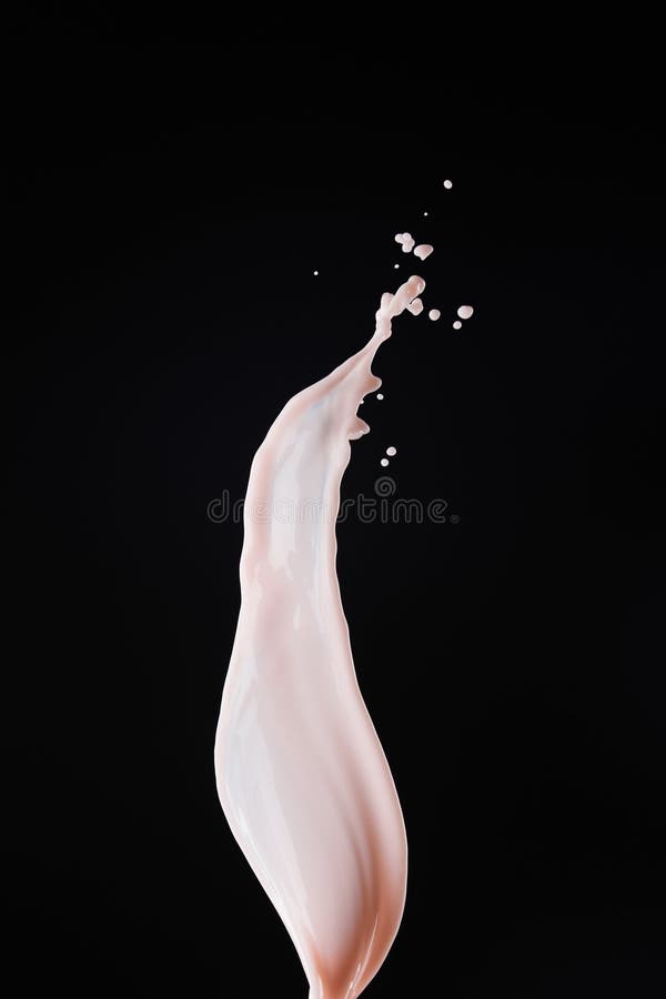 Smooth Fresh Pink Milk Splash Isolated Stock Image - Image of flowing ...