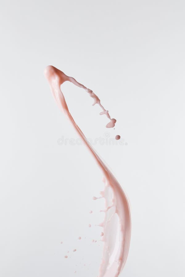 Fresh Pink Milk Splash with Drops Stock Photo - Image of natural, pink ...