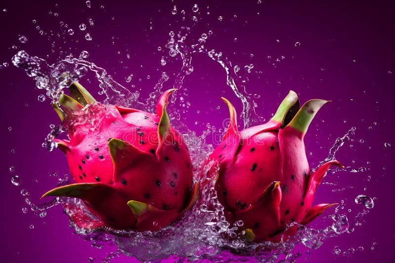 Fresh Pitaya Fruit in a Splash of Water Stock Illustration ...