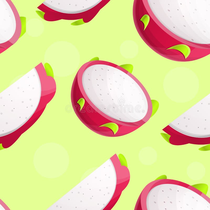 Fresh Pitaya Pattern, Cartoon Style Stock Vector - Illustration of ...