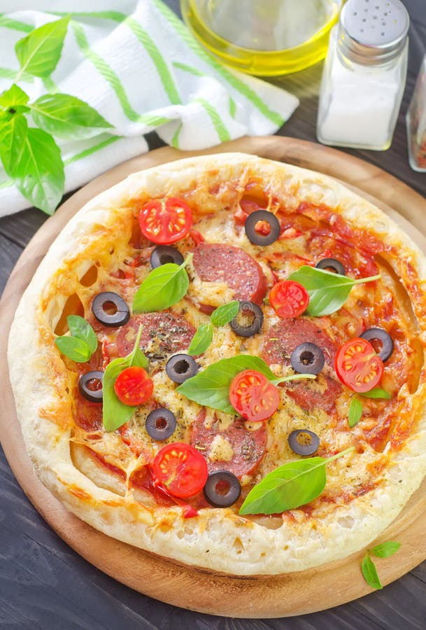 Fresh pizza stock image. Image of mushroom, edible, ingredient - 34636095