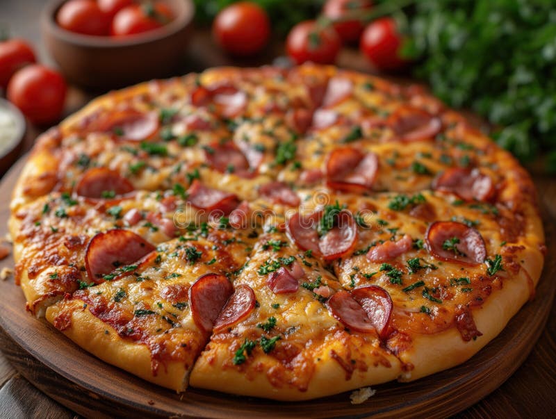 Fresh Pizza Close Up, Illustration Stock Illustration - Illustration of ...